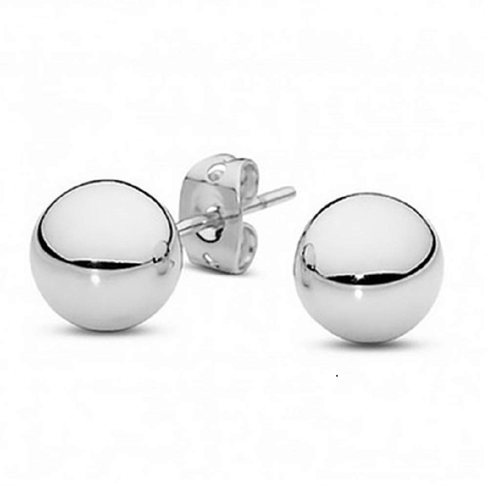 LaTisoro Sterling Silver Ball Stud Earrings in 14mm 100% Hypoallergenic Earrings