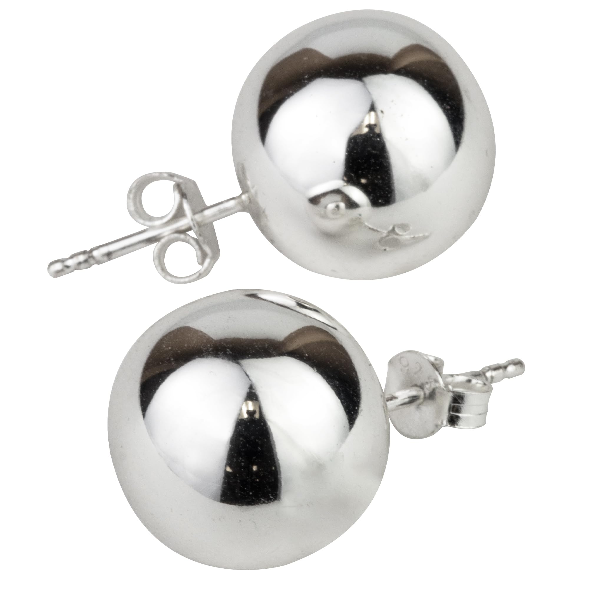 LaTisoro Sterling Silver Ball Stud Earrings in 14mm 100% Hypoallergenic Earrings