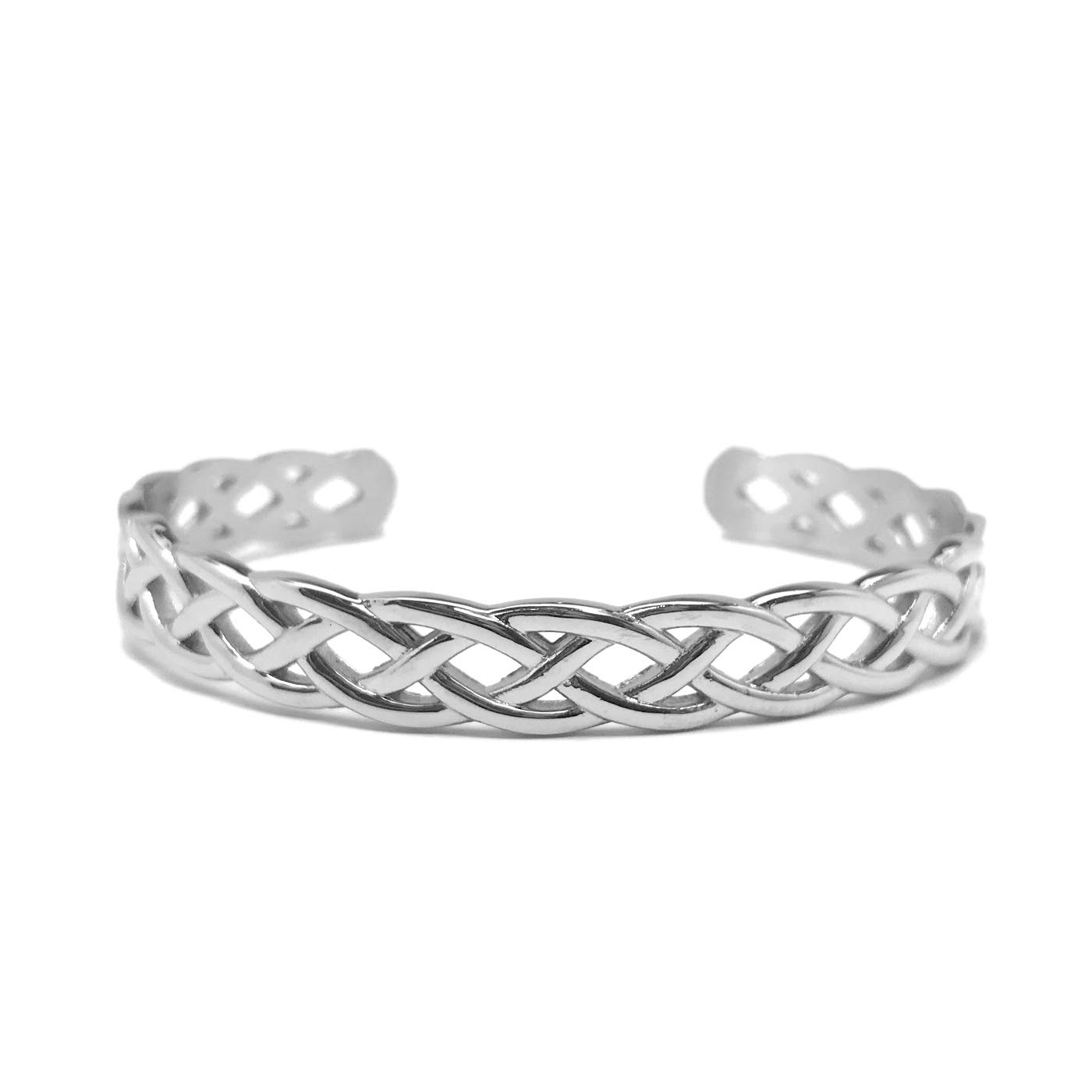 Loralyn Designs Stainless Steel Braided Infinity Cuff Bangle Bracelet Adjustable (Silver)