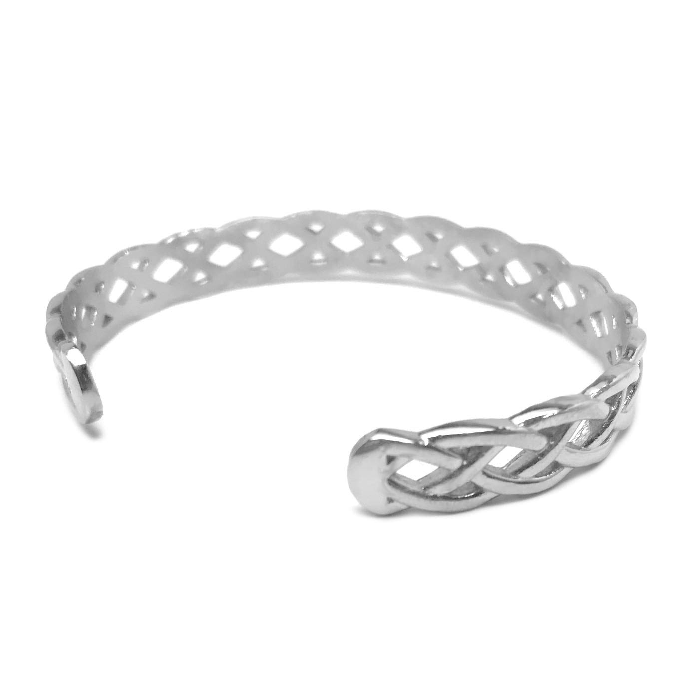 Loralyn Designs Stainless Steel Braided Infinity Cuff Bangle Bracelet Adjustable (Silver)