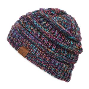 c.c hatsandscarf cable knit beanie - thick, soft & warm chunky beanie hats (black multi mix)