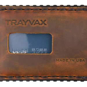 Trayvax Ascent Wallet, RFID Front Pocket Money and Credit Card Holder, Minimalist Slim Leather Metal Wallet for Men and Women, Black Tobacco Brown