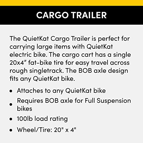 QuietKat 20QKCTSW Rear Cargo Trailer, Single Track FatTire Off Road, 14”x 24” Storage