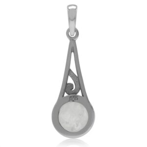 Silvershake 9mm Natural Round Shape Moonstone White Gold Plated 925 Sterling Silver Filigree Swirl Pendant