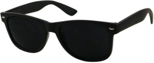 shadyveu extremely super dark classic 80's shades migraine sensitive eyes round sunglasses (glossy black frame)