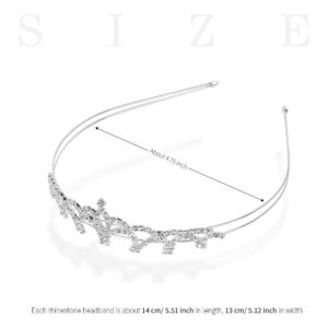 Teenitor 5Pcs Crystal Headband Set, Jewelry Rhinestone Women Girl Hair Style Accessories Wedding Party Tiara Headdress- Silver Tiara for Little Girls