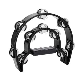 half moon tambourine,hand tambourine double row jingle handbell tambourine percussion musical instrument 6 colors(black) half moon instrument adult size half moon tambourine