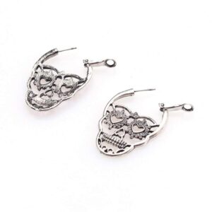 FY 2Pair Hollow Skull Face Earring Halloween Women Hoop Stud Earrings