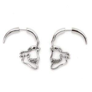 FY 2Pair Hollow Skull Face Earring Halloween Women Hoop Stud Earrings