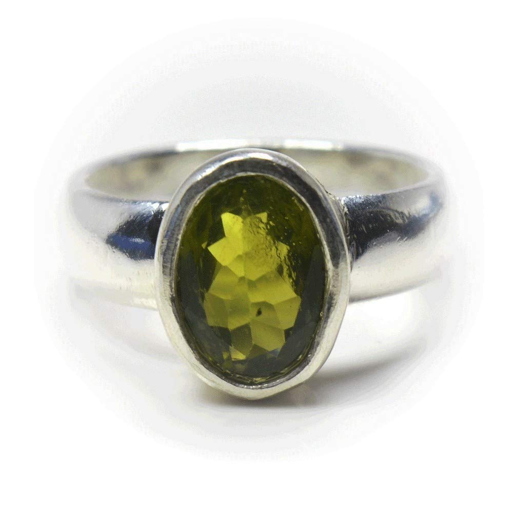 Gemsonclick Natural Peridot Sterling Silver Ring 2 Ct Chakra Healing Gemstone Size 5,6,7,8,9,10,11,12,13