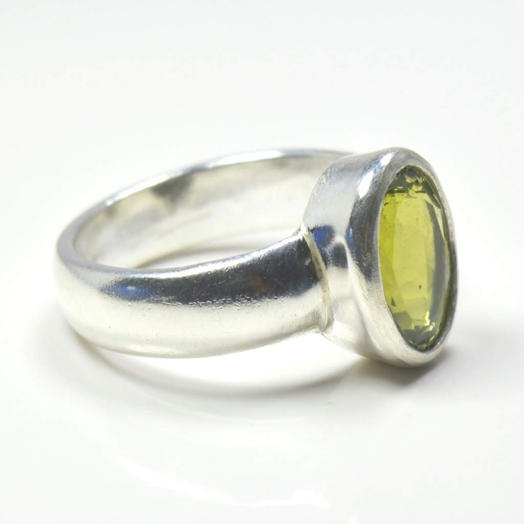 Gemsonclick Natural Peridot Sterling Silver Ring 2 Ct Chakra Healing Gemstone Size 5,6,7,8,9,10,11,12,13