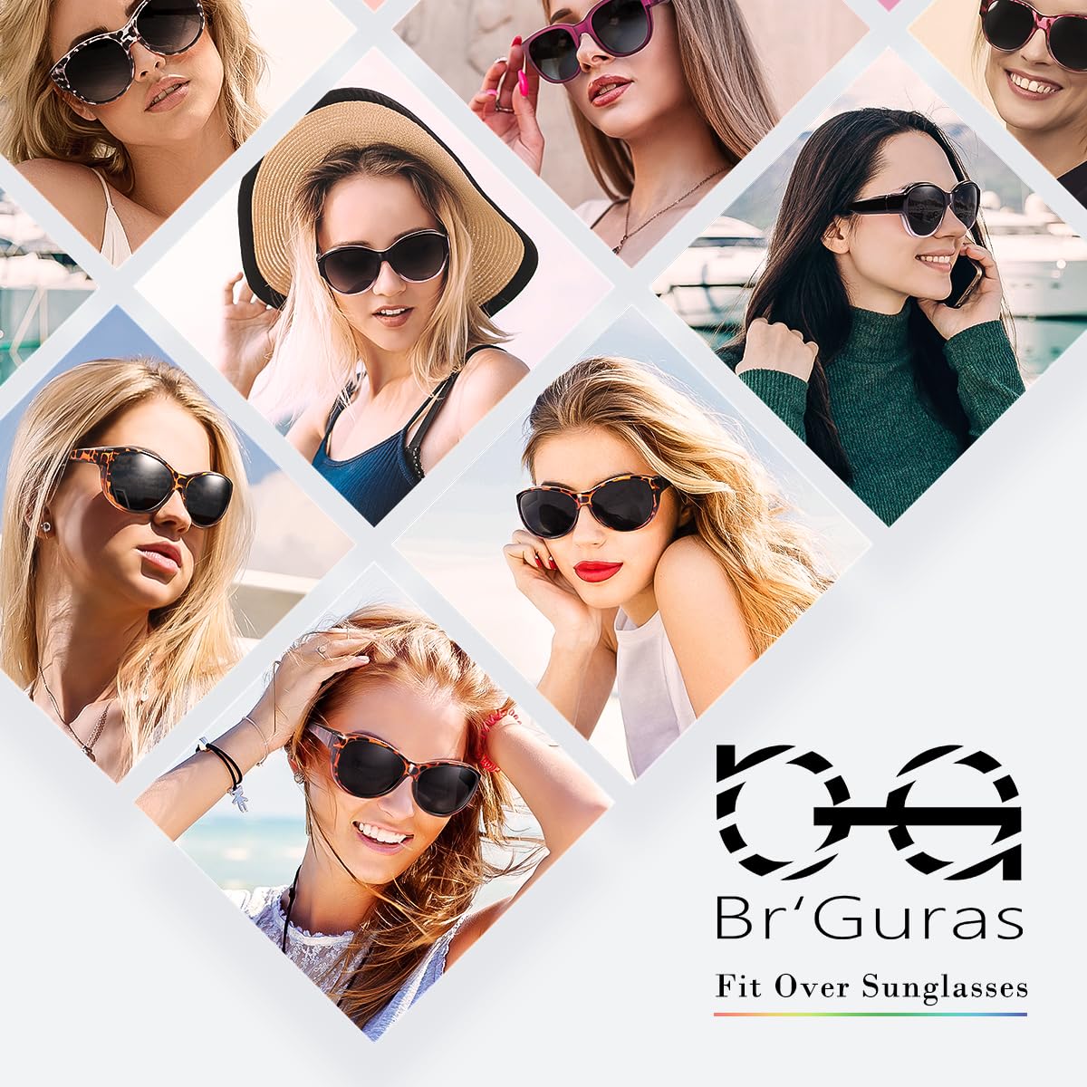 Br'Guras Polarized Oversized Fit over Sunglasses Wear over Glasses for Women Men Driving Riding (Black, Black)