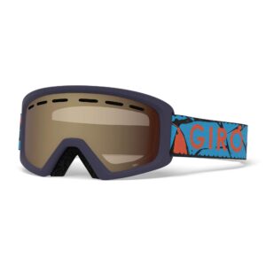 giro rev youth snow goggles - blue rock strap with amber rose lens (2020)