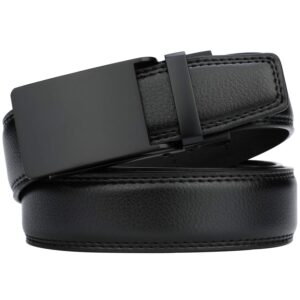 HIMI Men's Comfort Genuine Leather Ratchet Dress Belt with Automatic Click Buckle (Suit Pant Size 28"-44", Style 2 -Black)