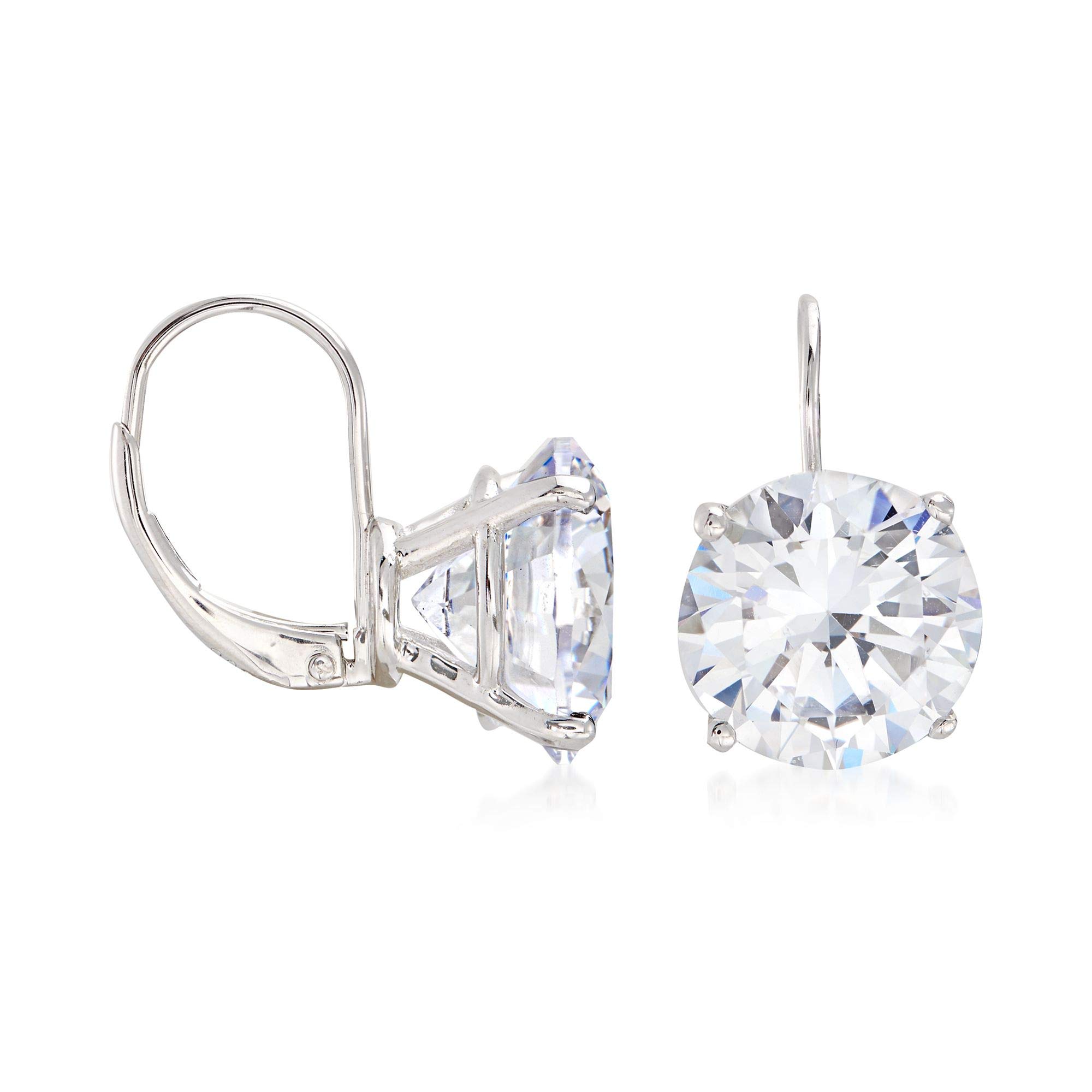 Ross-Simons 13.00 ct. t.w. Round CZ Drop Earrings in Sterling Silver