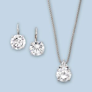 Ross-Simons 13.00 ct. t.w. Round CZ Drop Earrings in Sterling Silver