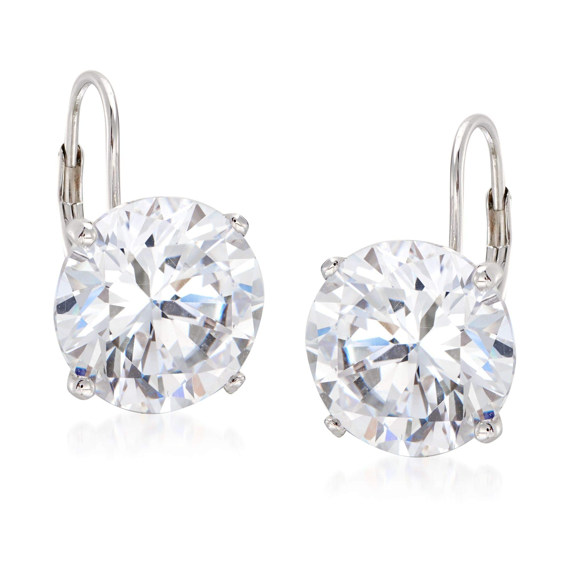 Ross-Simons 13.00 ct. t.w. Round CZ Drop Earrings in Sterling Silver