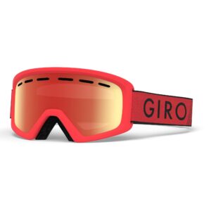 giro rev youth snow goggles - red/black zoom strap with amber scarlet lens (2020)