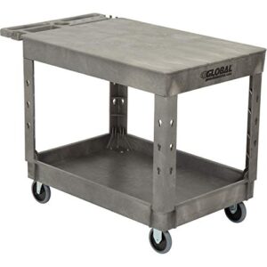 global industrial plastic 2 flat shelf service & utility cart, 44" x 25-1/2", 5" rubber caster