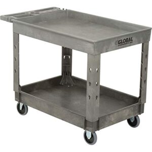 global industrial plastic 2 tray shelf service & utility cart, 44” x 25-1/2”, 5" rubber casters