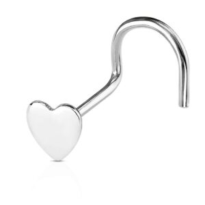 forbidden body jewelry 20g .925 sterling silver 3mm heart top nose screw