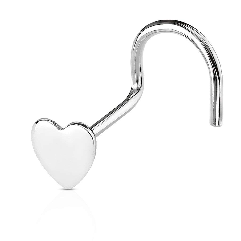 Forbidden Body Jewelry 20g .925 Sterling Silver 3mm Heart Top Nose Screw