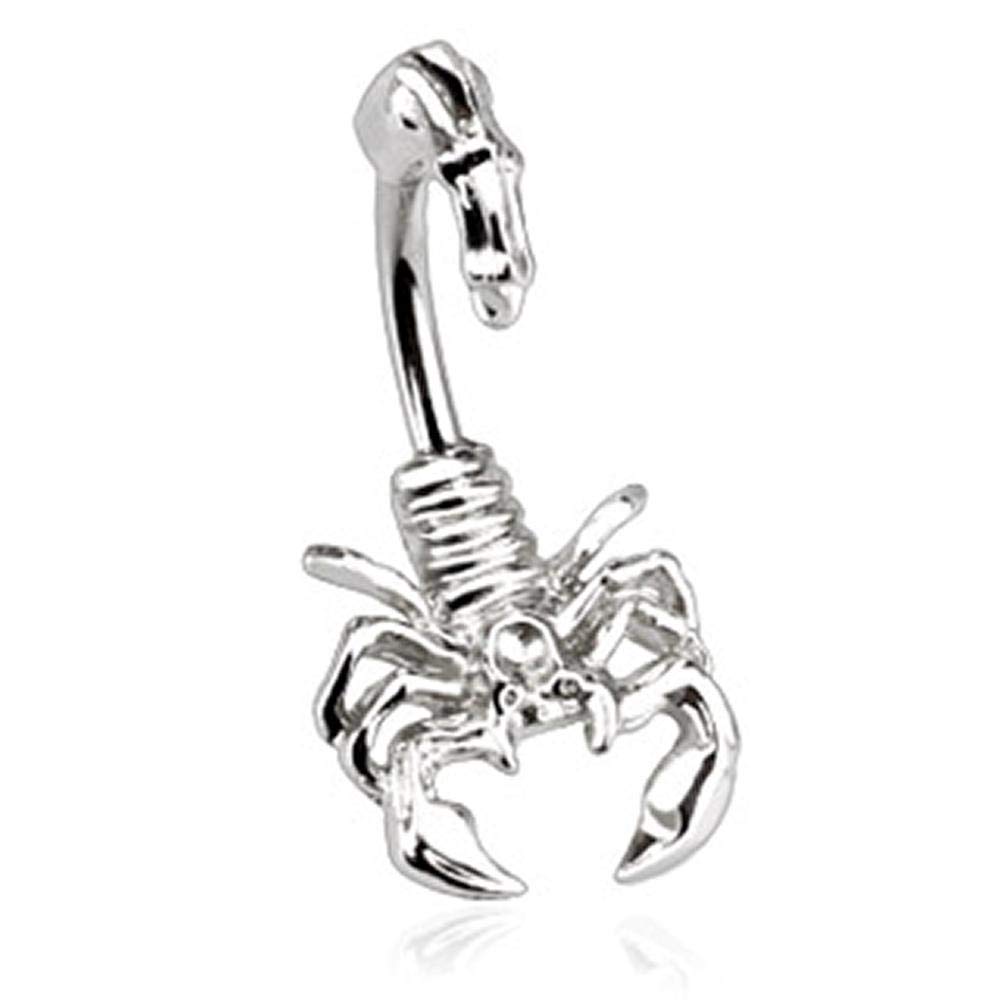 Forbidden Body Jewelry Belly Button Rings Surgical Steel 14G Top Down Scorpion Belly Ring