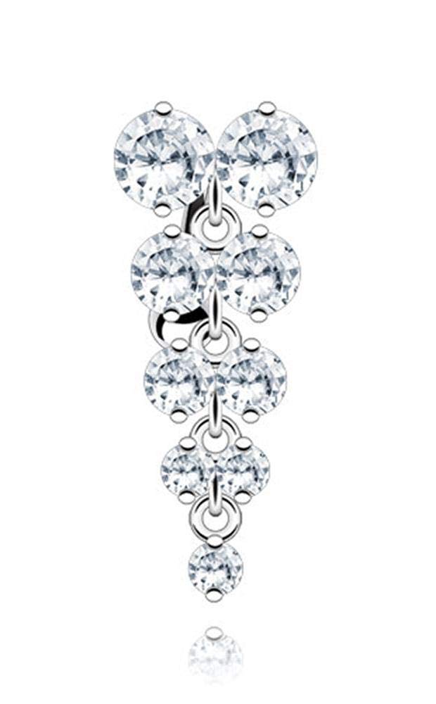 Forbidden Body Jewelry Sexy 1.5 inch CZ Vine Surgical Steel Chandelier Top Down Drop Belly Button Ring