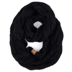 c.c exclusives multi color cable knit infinity scarf (sf-800) (black)