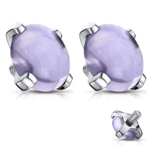 forbidden body jewelry 14g surgical steel 5mm synthetic stone dermal top (amethyst single)