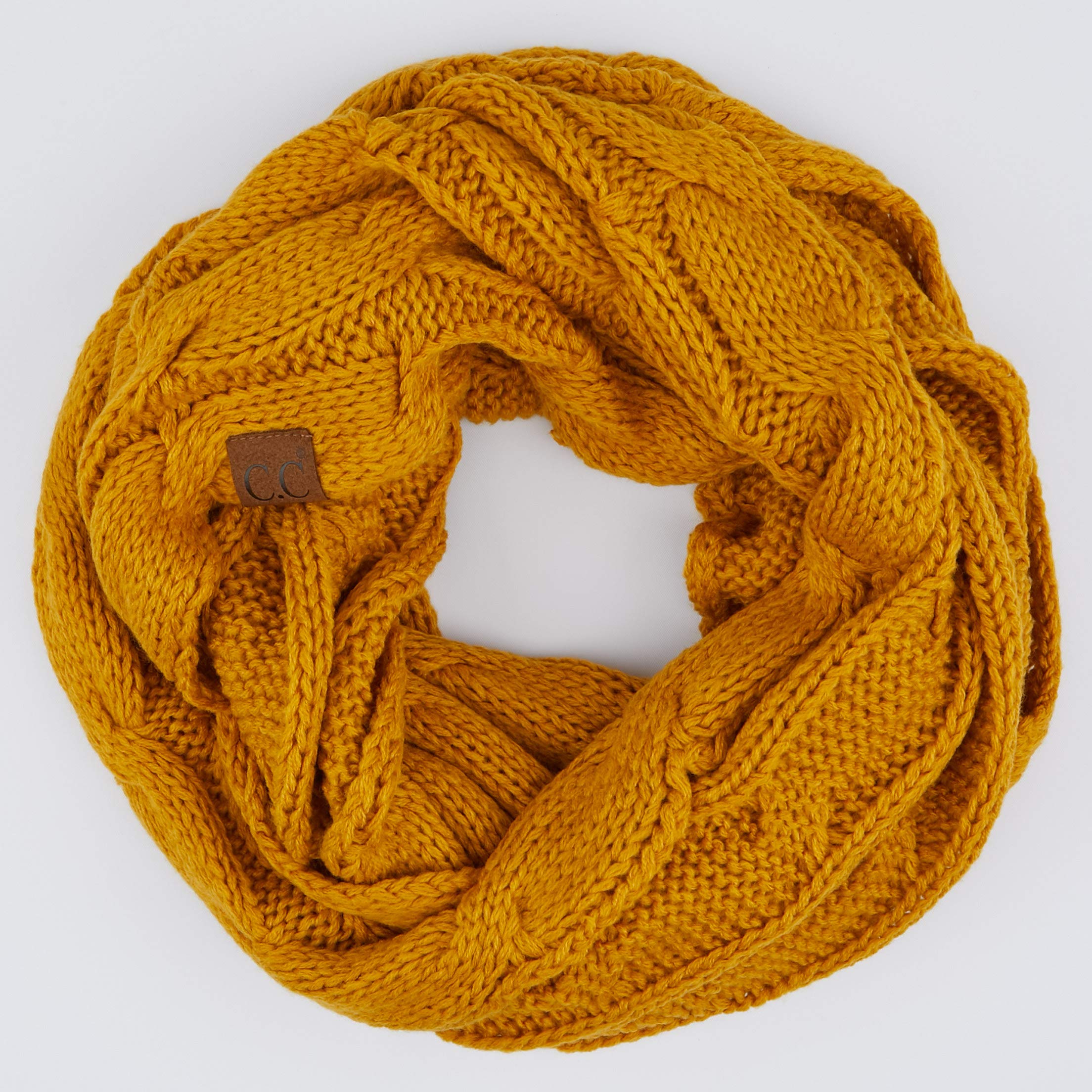 C.C Exclusives Multi Color Cable Knit Infinity Scarf (SF-800) (Mustard)