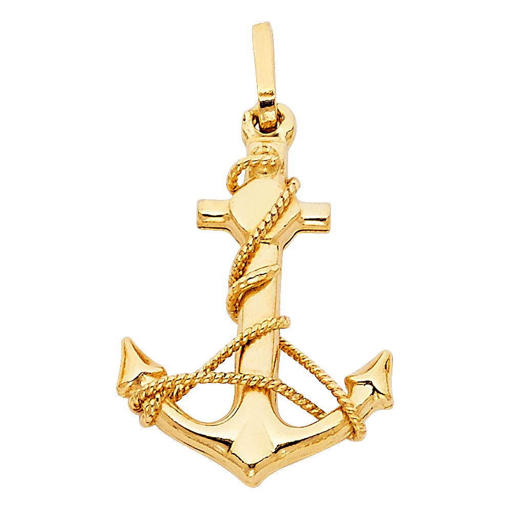 14k Yellow Gold Anchor Pendant