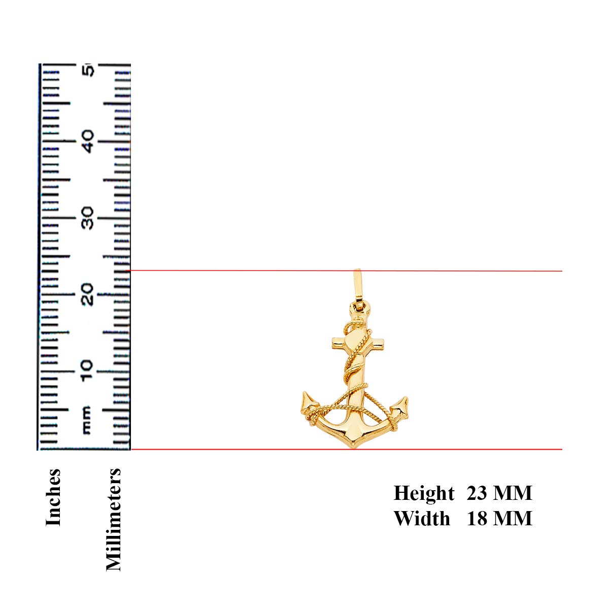 14k Yellow Gold Anchor Pendant