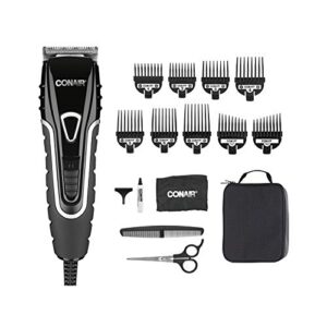 conair barber hair clippers, barbershop series no-slip grip 16-piece hair cutting kit