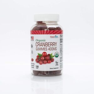 pharmvista cranberry gummies 400mg - gluten free, allergen free, nutrient rich, vegan supplement - 90 count