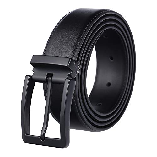 Weifert Men's Dress Belt Black Leather Belts for Jeans (30-32, Black2)