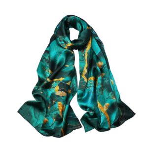 women's pure mulberry silk scarf floral print satin long scarf wrap shawl (mzyy05)