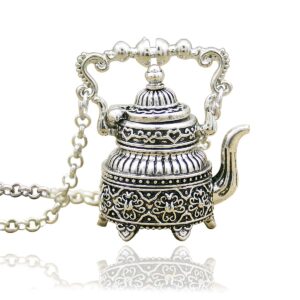 rechicgu vintage silver victorian alice cameo 3d tea pot cup pendant charm sweater necklace for women gift steampunk goth jewelry wonderland…