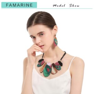 FAMARINE Vintage Tribe Chunky Collar Necklace, Geometry Acrylic Pendant Bib Statment Necklace Costume Jewelry (Necklace)