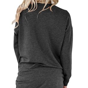 ZILIN Womens Tops Fall Long Sleeve Shirts Loose Fit Tunic Tops Sweatshirt with Pockets Grey XXL