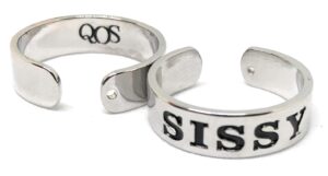 alternative intentions silver toe ring - slut - whore - bbc - hotwife - qos - queen of spades - sissy swinger jewelry lifestyle (sissy)