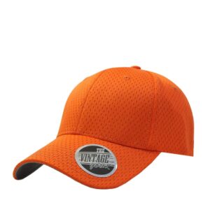 plain pro cool mesh low profile structured adjustable baseball cap (orange)