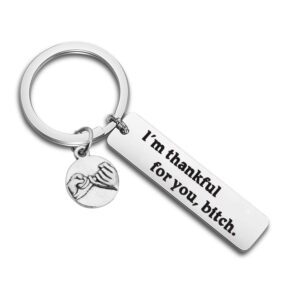 lywjyb birdgot best friend gift funny friends keychain i'm thankful for you bitch friendship keychain gift (thankful for you bitch)