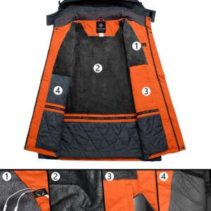 GEMYSE Men's Mountain Waterproof Ski Snow Jacket Winter Windproof Rain Jacket (Orange Grey,Small)