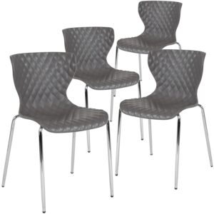 Flash Furniture 4 Pack Lowell Contemporary Design Gray Plastic Stack Chair