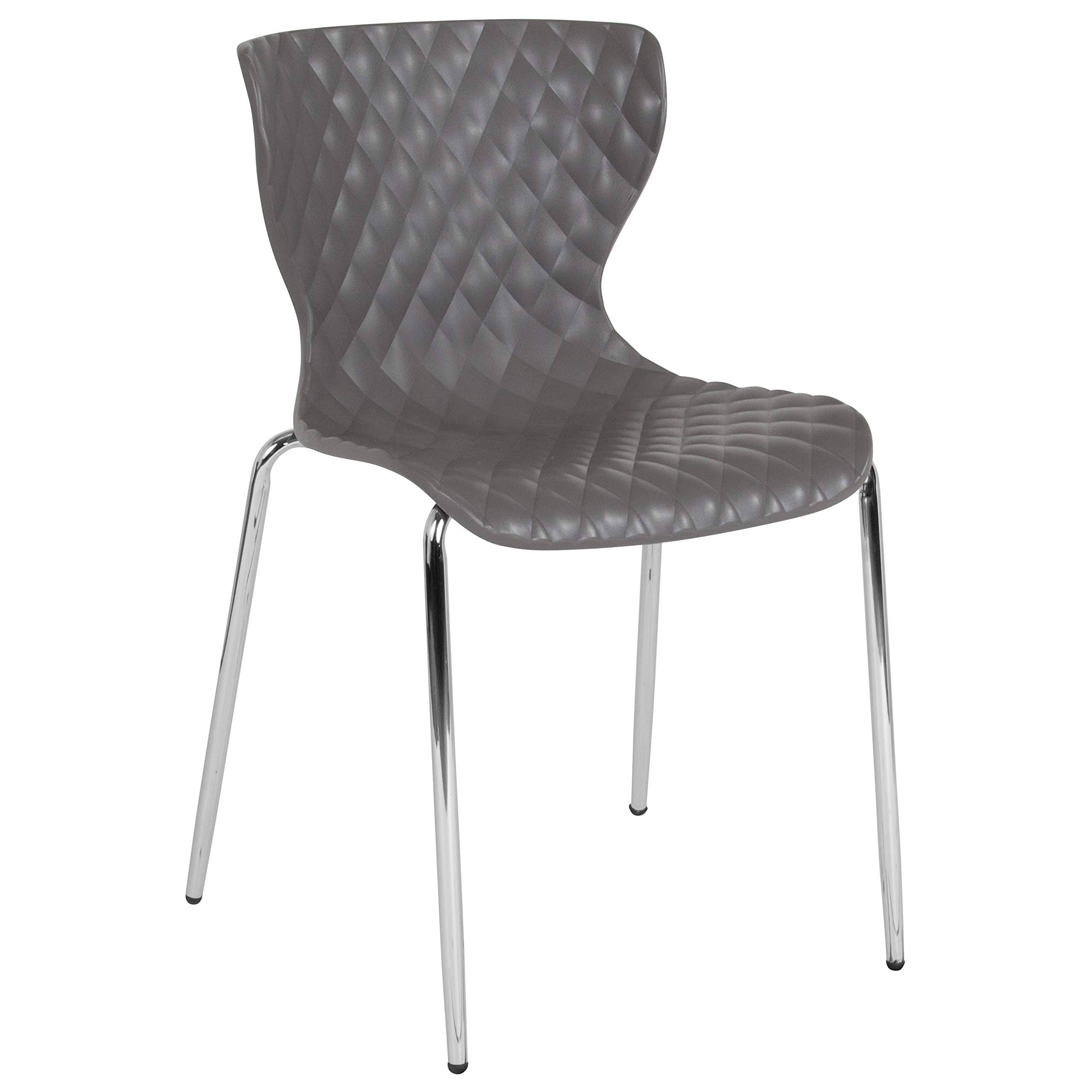 Flash Furniture 4 Pack Lowell Contemporary Design Gray Plastic Stack Chair