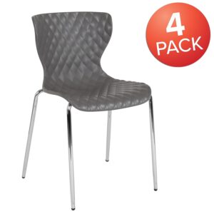 Flash Furniture 4 Pack Lowell Contemporary Design Gray Plastic Stack Chair