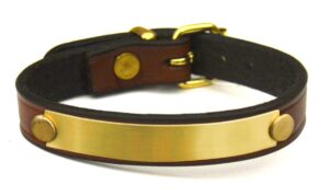 big dee's tory leather custom leather bracelet with brass plate engraved light oil (oak bark)