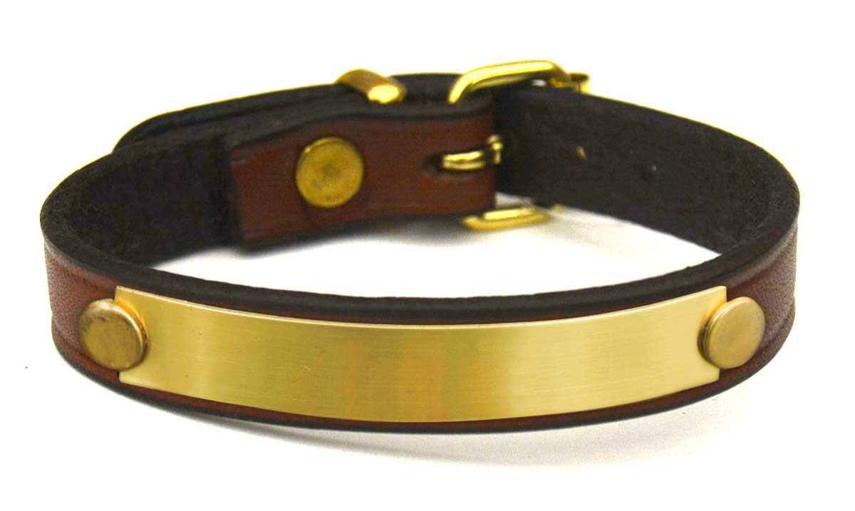 Big Dee's Tory Leather Custom Leather Bracelet With Brass Plate Engraved Light Oil (Oak Bark)