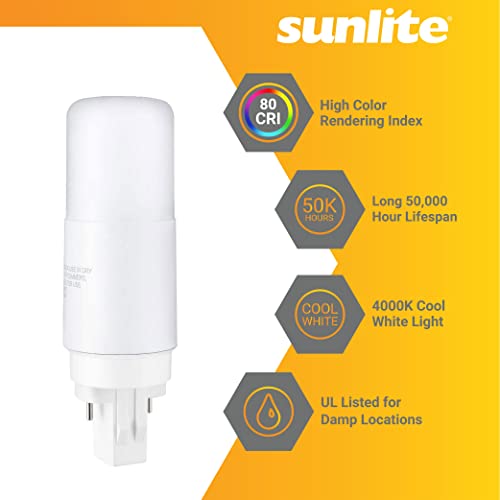 Sunlite GX23 LED Bulb, 2-Pin PLV, 7 Watt, Cool White (4000K), Full 360 Degree Illumination, 13 Watt CFL Replacement (Ballast Bypass Required)